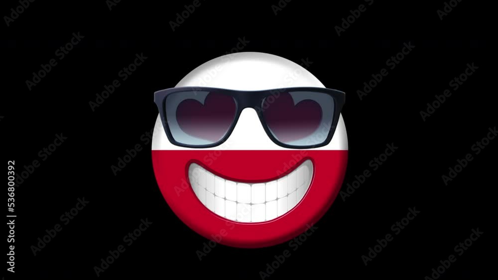 Poland.Animation of smiling face with polish flag, sunglasses and heart ...