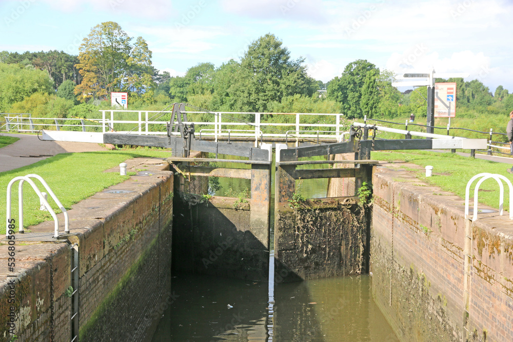 Canal lock on the Worcester canal Stock Photo | Adobe Stock