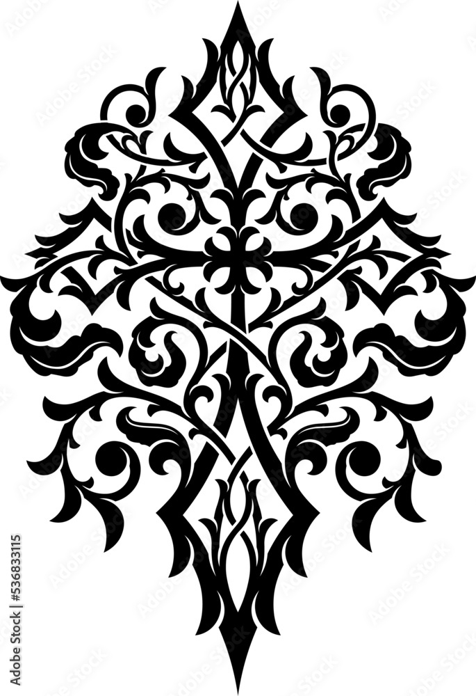 Victorian Gothic Cross with ornamental elements. Tattoo, design and ...