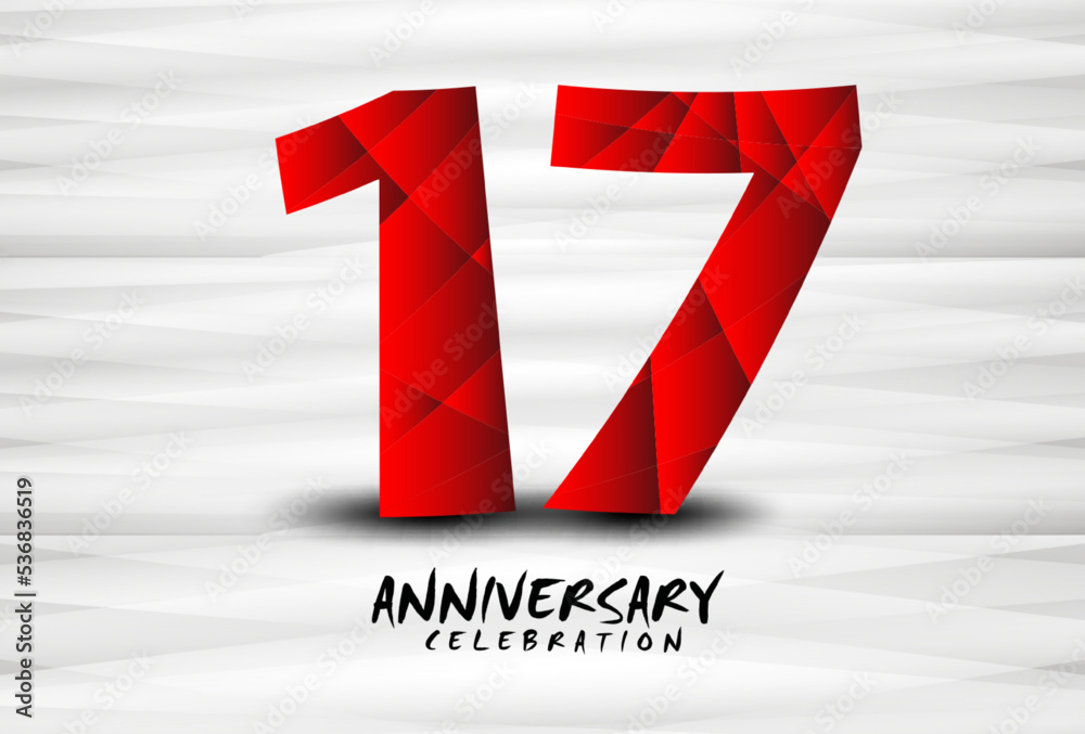 17 Year Anniversary Celebration Logo red polygon vector, 17 Number ...