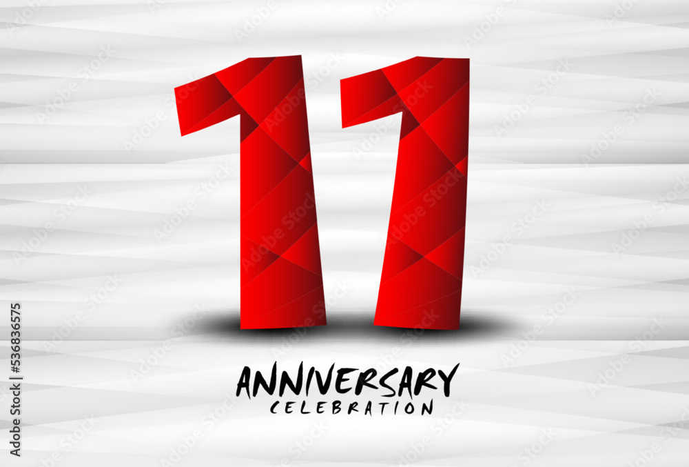 11 Year Anniversary Celebration Logo red polygon vector, 11 Number ...