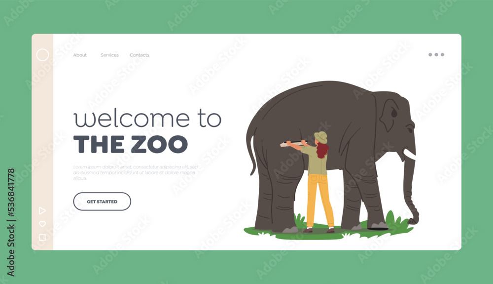 Welcome to Zoo Landing Page Template. Zoologist Female Character ...