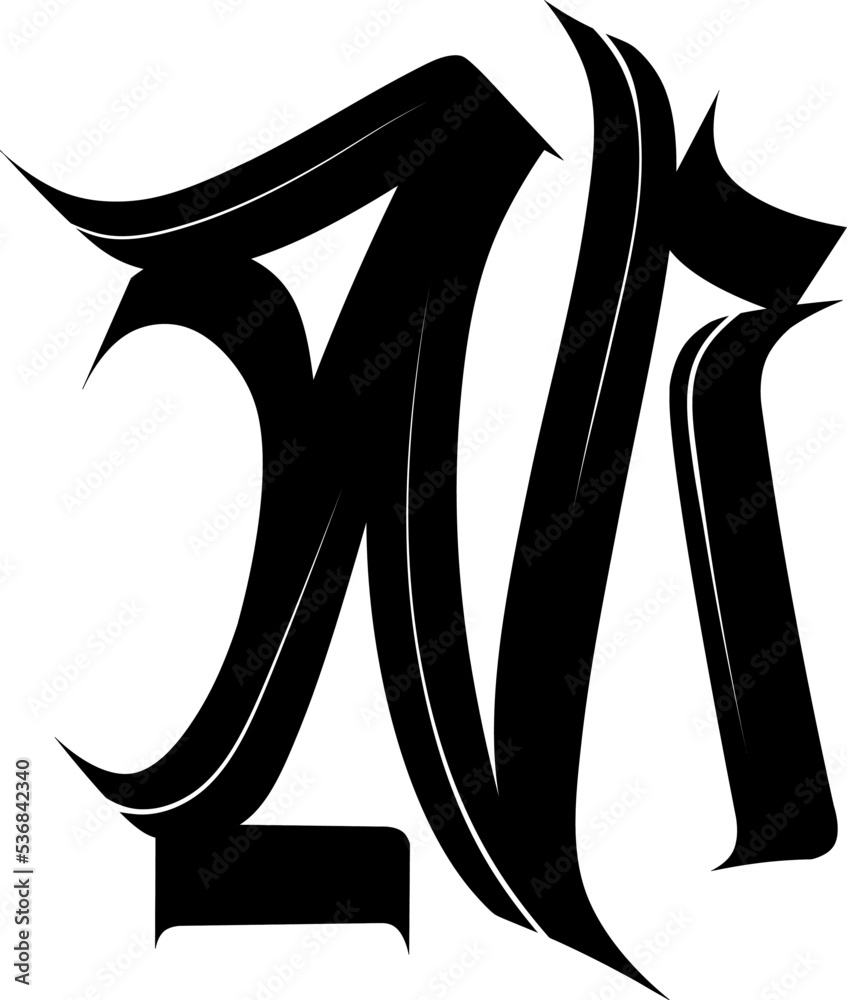 Letter M, calligraphy, calligraphic letter, calligraphic alphabet ...