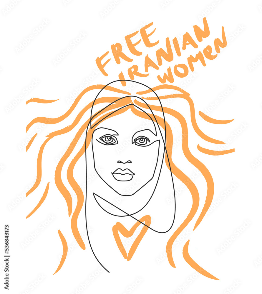 Free Iranian woman. Muslim woman freedom concept. Woman fights for ...