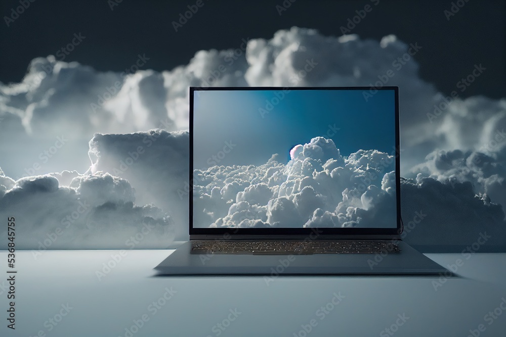 Cloud Computing 3D render. Computer-generated image made to look like ...