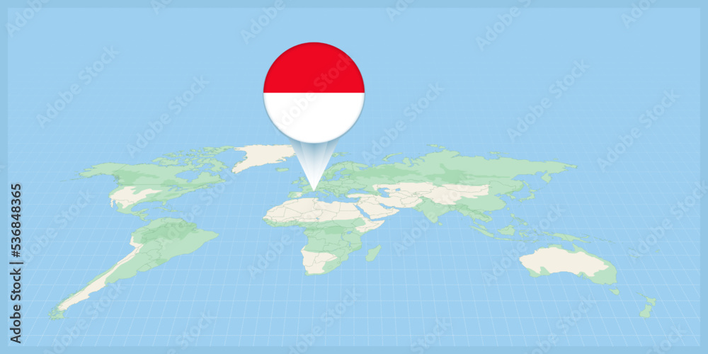 Location of Monaco on the world map, marked with Monaco flag pin. Stock ...