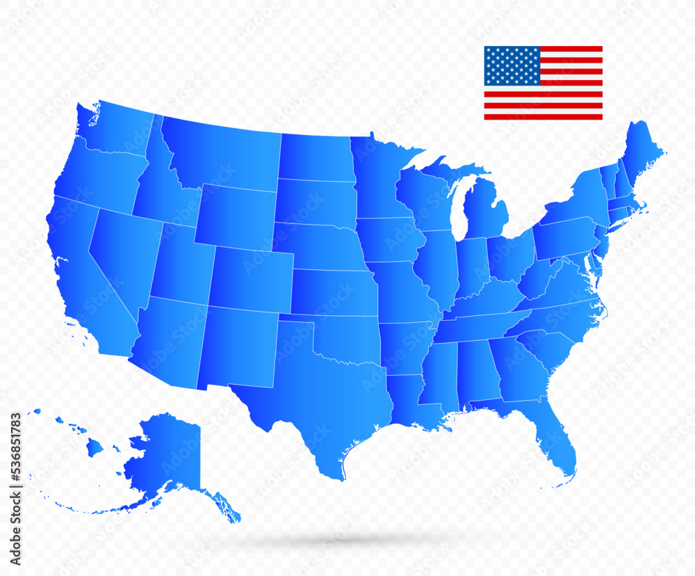 USA Map and flag on transparent background Stock Vector | Adobe Stock