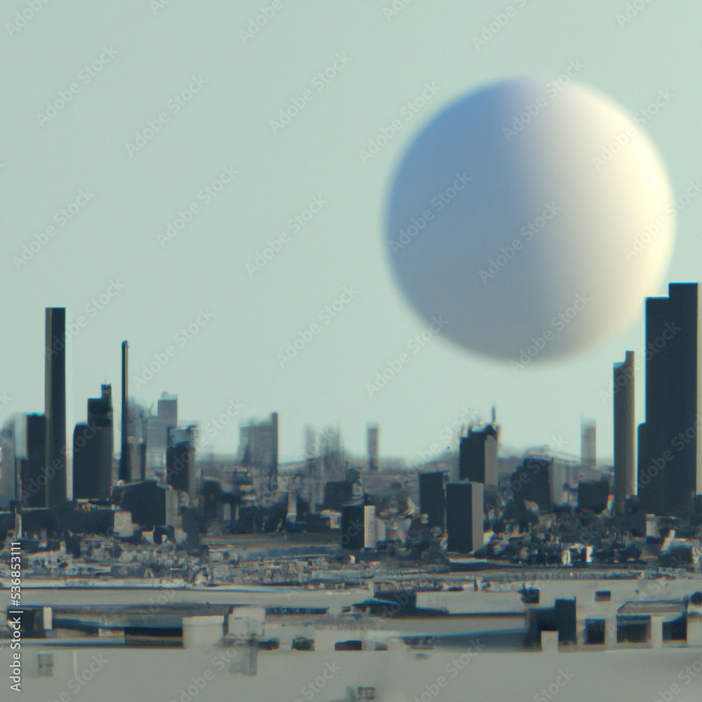 Futuristic surrealist landscapes of colorful cityscapes and alien ...