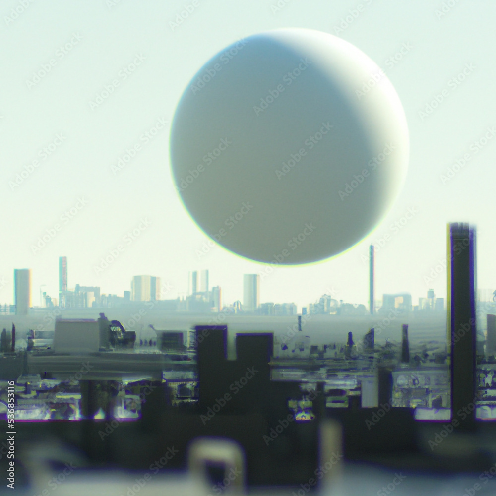 Futuristic surrealist landscapes of colorful cityscapes and alien ...