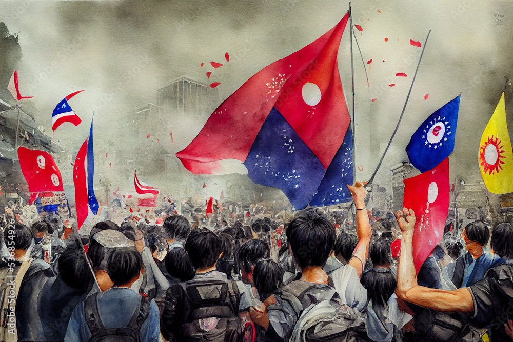 Digital watercolour concept art featuring people of Taiwan standing ...