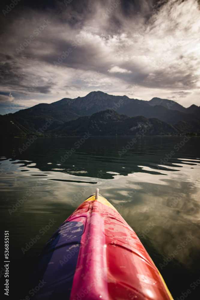 Kajak, Kanu, See, Boot, Kajak fahren, Kanu fahren, Kochelsee, Berge ...