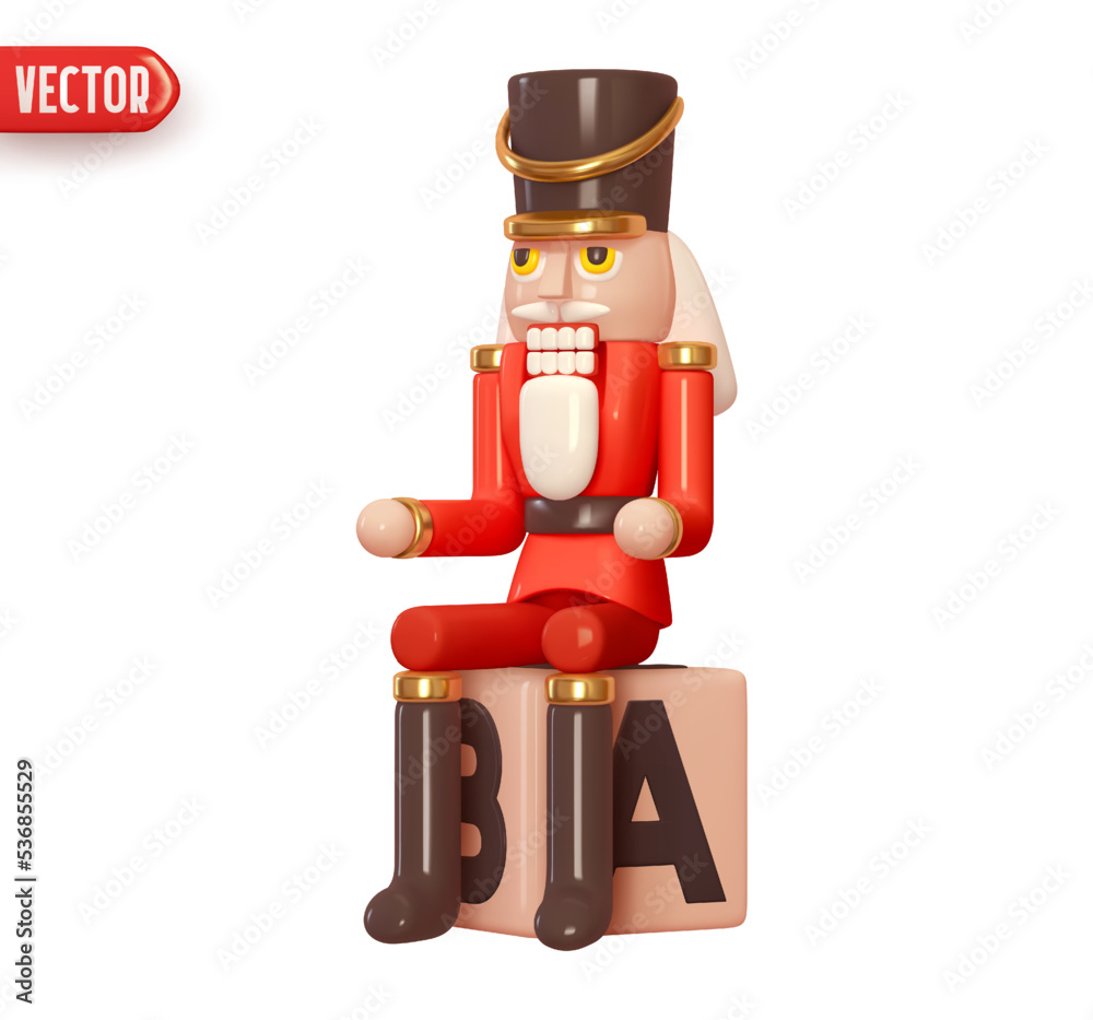 Christmas Soldier Nutcrackers. Xmas toy is soldier sits on cube of ...