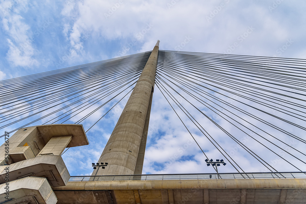 Belgrade, Serbia - June 08 , 2022:The Ada bridge (Most na Adi) is a ...