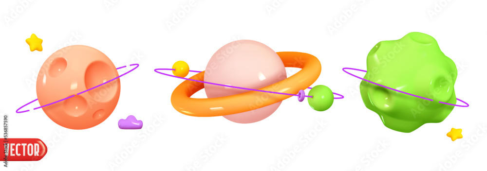 Abstract set 3d planets. fantastic collection of planets Venus, Mars ...