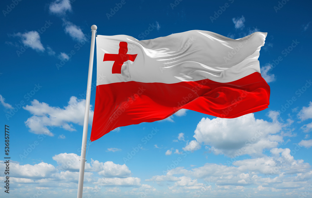flag of Kingdom of Lau 1869 1871, Australia Oceania at cloudy sky ...