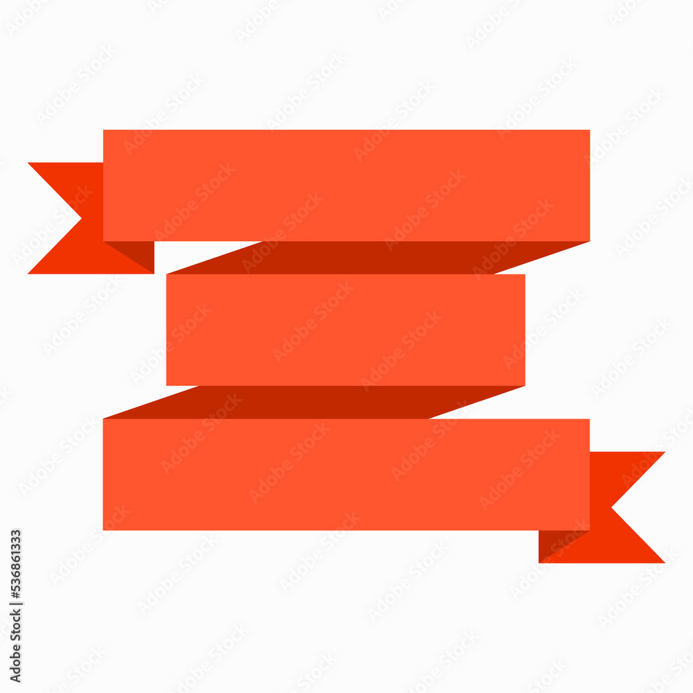 Flag orange triple ribbon banner. Three rows. Flat vector illustration ...