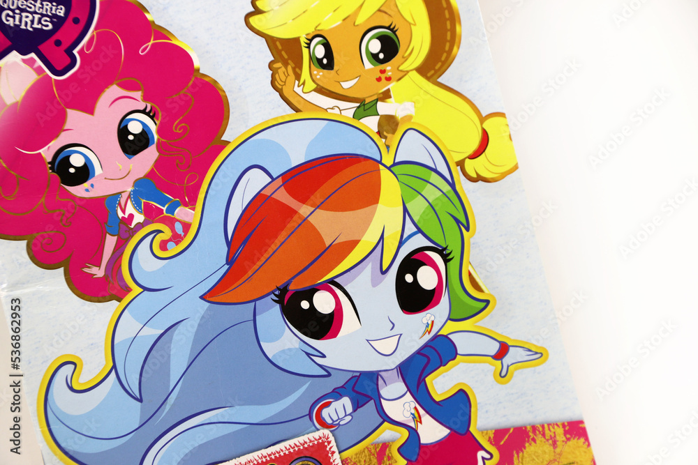 Rainbow Dash, Applejack, Pinkie Pie. Magazine with the characters of ...