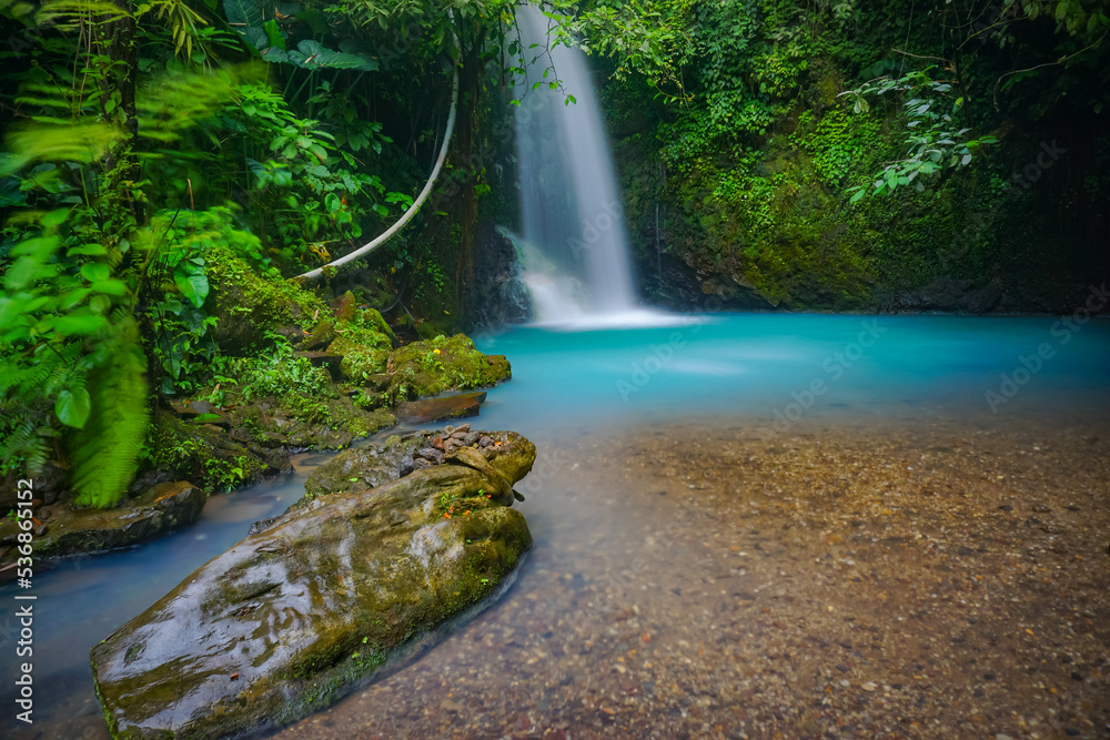 Curug Cipondok of Subang west Java Indonesia. Jungle waterfall cascade ...