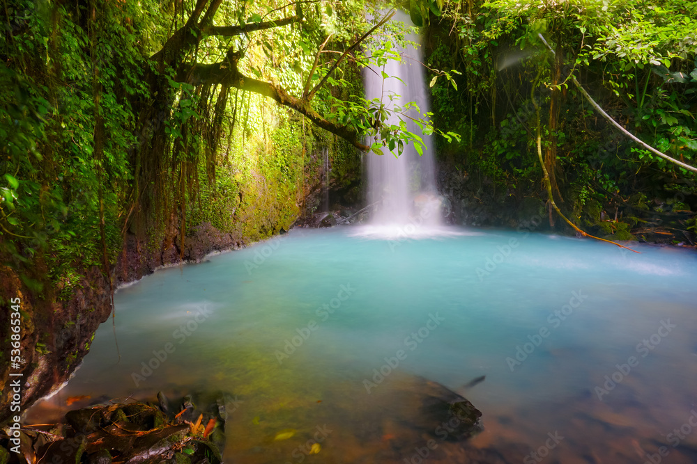 Curug Cipondok of Subang west Java Indonesia. Jungle waterfall cascade ...