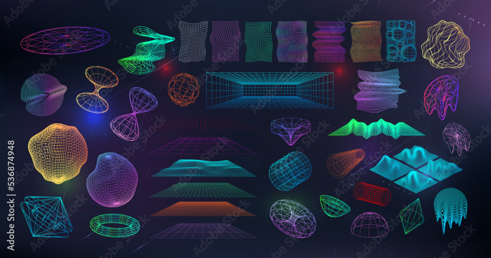 Neo memphis and retrofuturistic 3D abstract shapes from 80s-90s ...