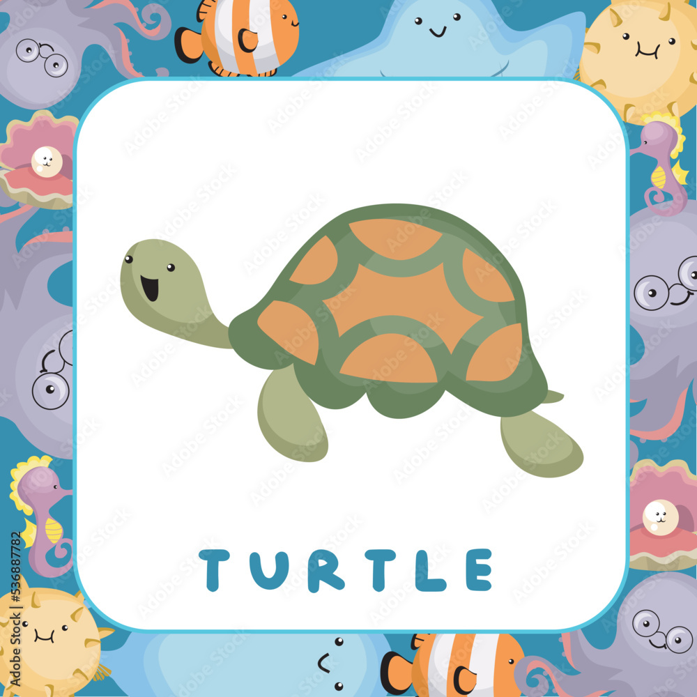 Sea animal flashcards for kids. Introducing the sea animals to children ...