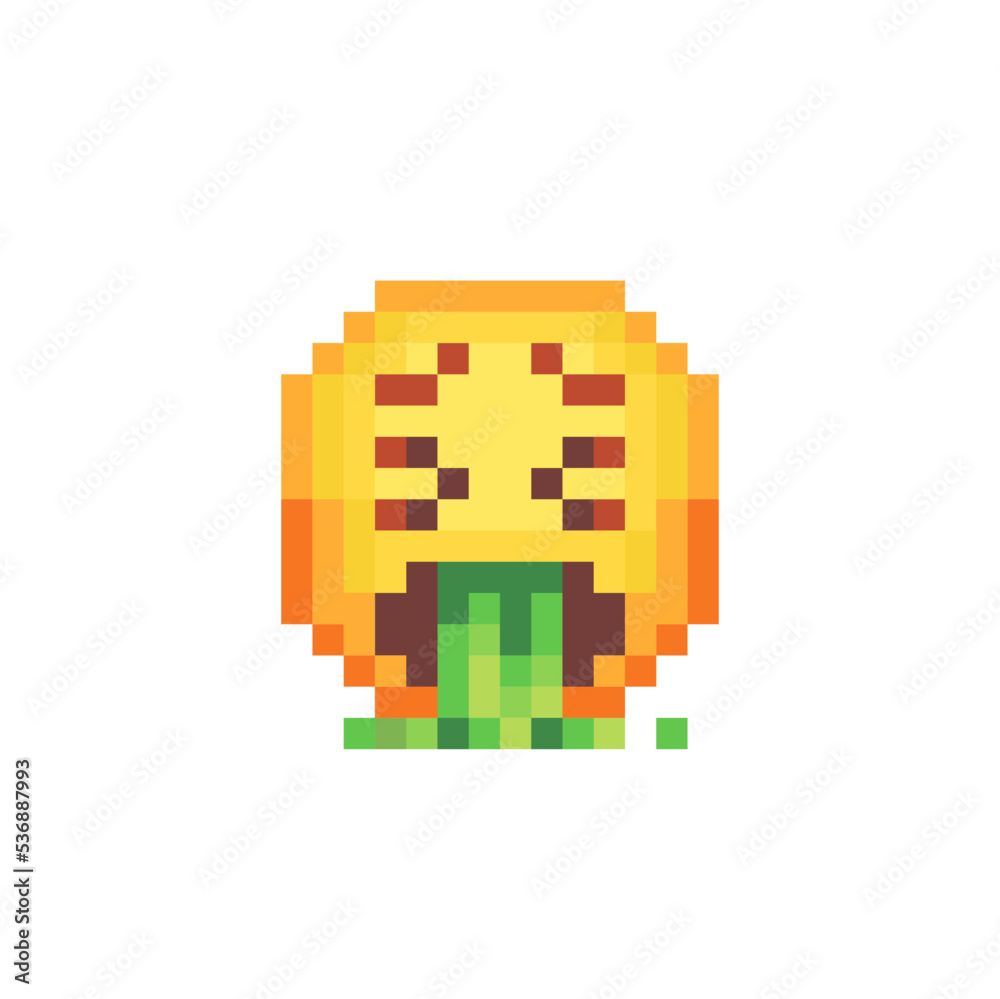 Face Vomiting. Pixel art style. Funny cartoon character. Web icon ...