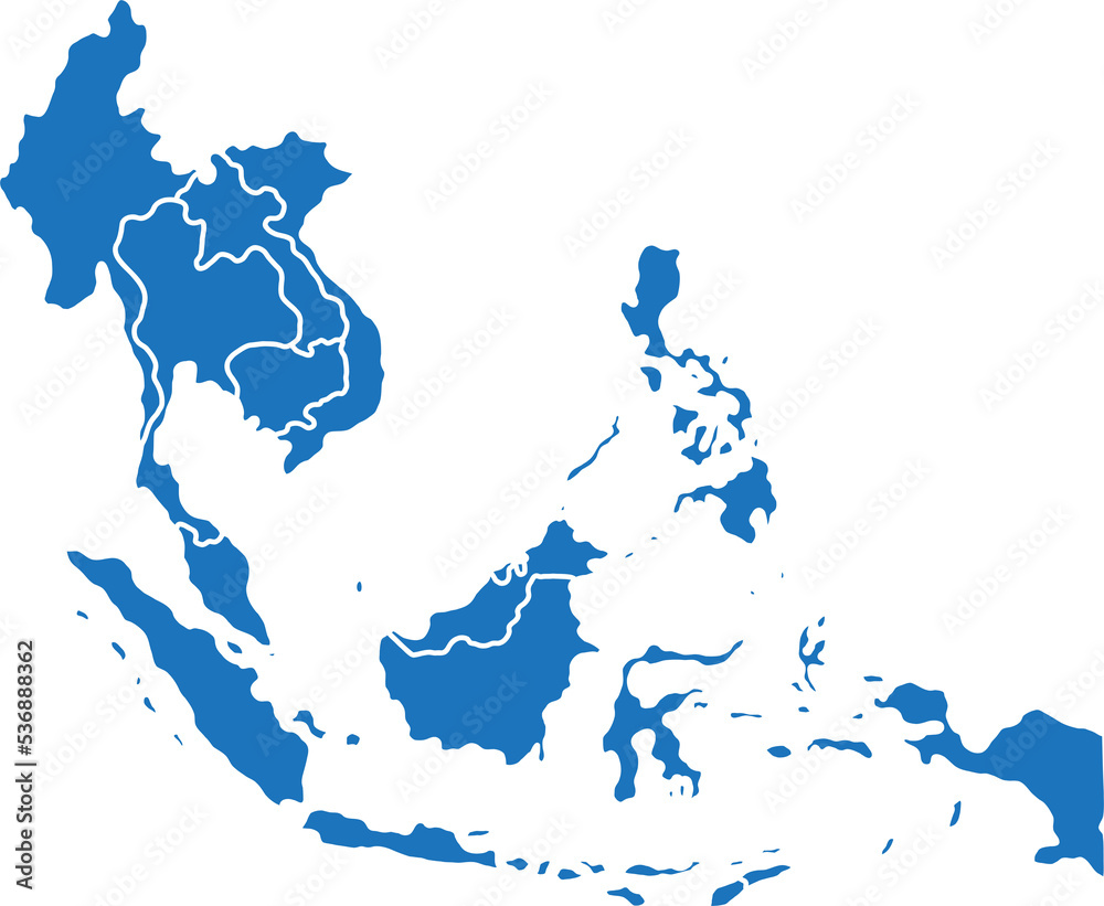 Poster doodle freehand drawing of south east asia countries map. – Wall ...