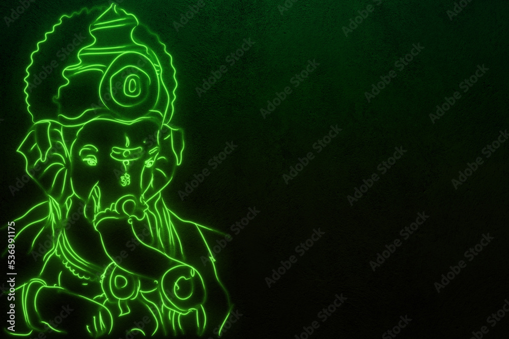 lord ganesha green neon sign Stock Illustration | Adobe Stock