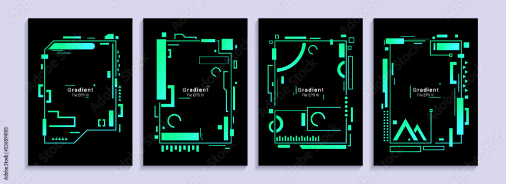 interactive and dynamic set of modern poster template designs. book ...