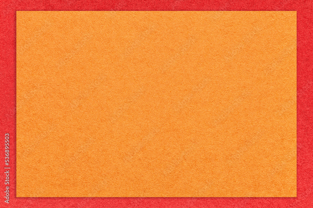 Texture of craft bright orange color paper background with red border ...