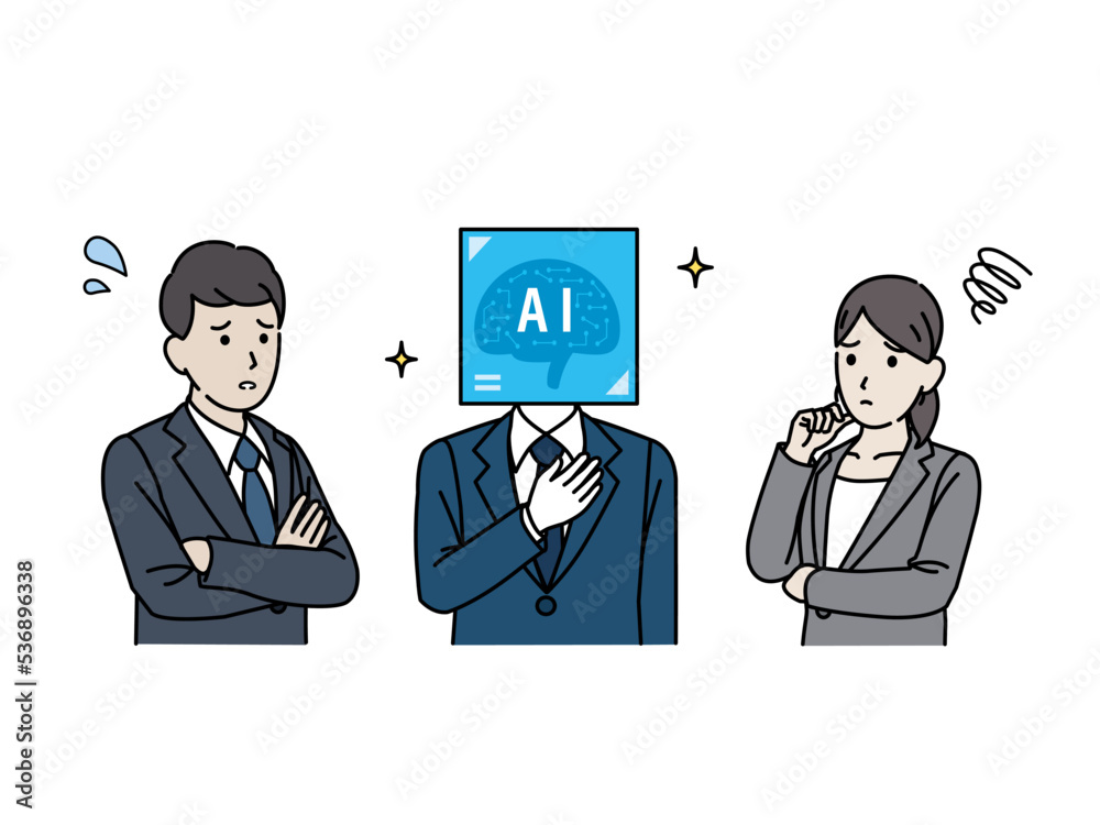 AIによる影響で仕事がなくなり困るビジネスパーソン Stock ベクター | Adobe Stock