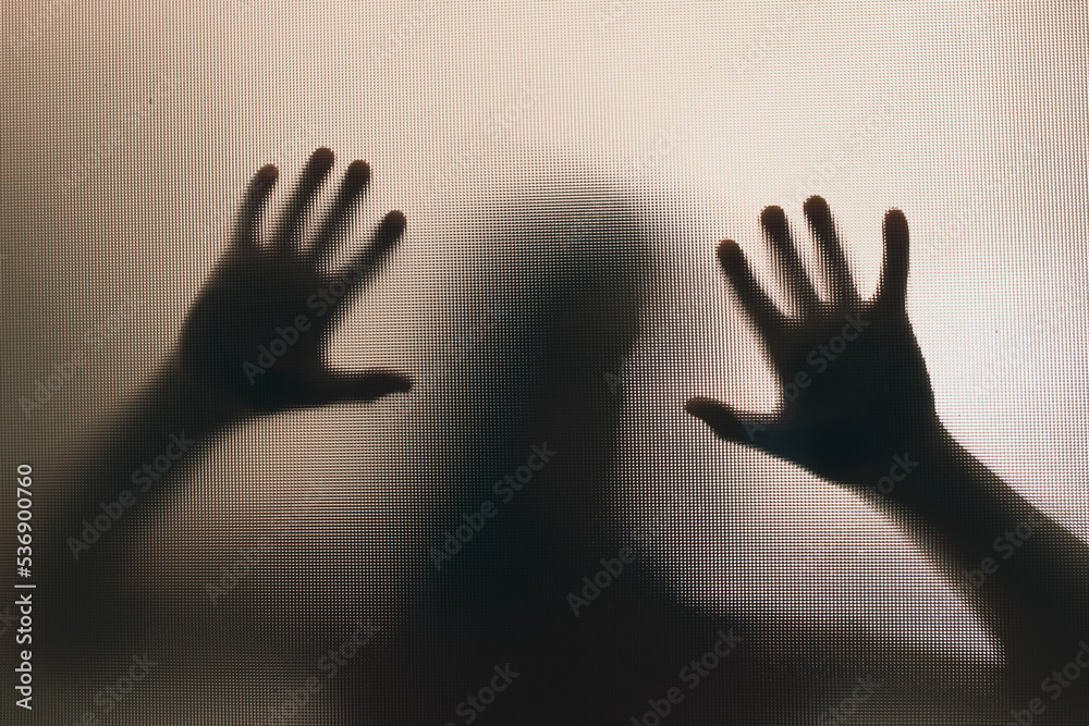 Shadowy figure behind glass - horror background Stock Photo | Adobe Stock