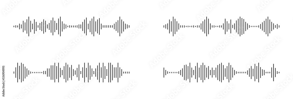 Set of sound or audio wave icon. Soundwave, social media message, voice ...