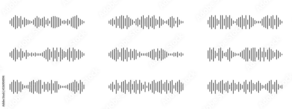 Set of sound or audio wave icon. Soundwave, social media message, voice ...