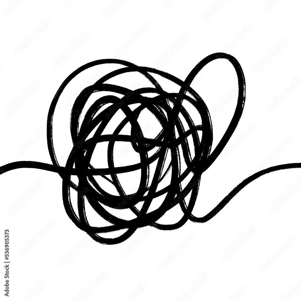 Tangled line hand drawn illustration in brush stroke design Stock ...