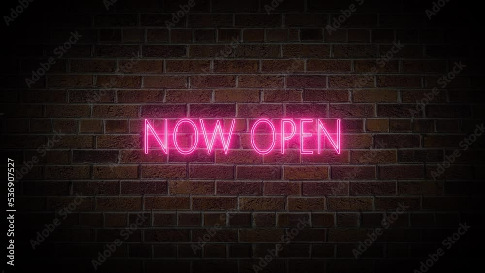 Now Open Neon Text Animation Background template, icon, badge, best ...