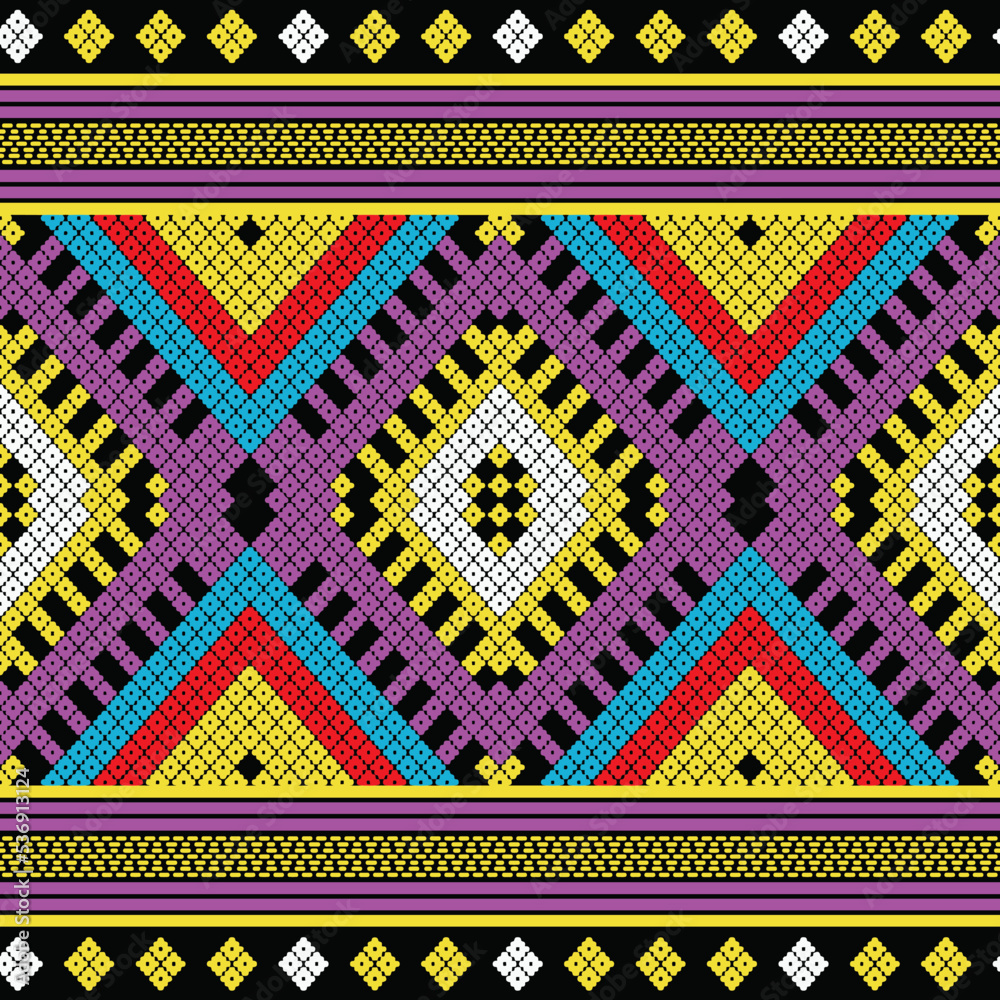 Navajo Ikat Ethnic Border PatternCross Stitch. Geometric ethnic ...