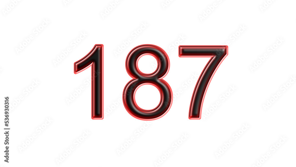 red 187 number 3d effect white background Stock Illustration | Adobe Stock