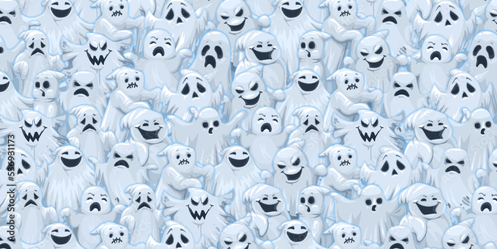 Halloween ghost characters pattern background. Autumn holiday backdrop ...