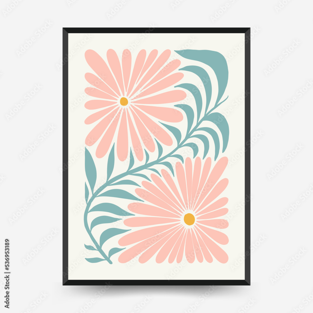 Abstract floral posters template. Modern trendy Matisse minimal style ...
