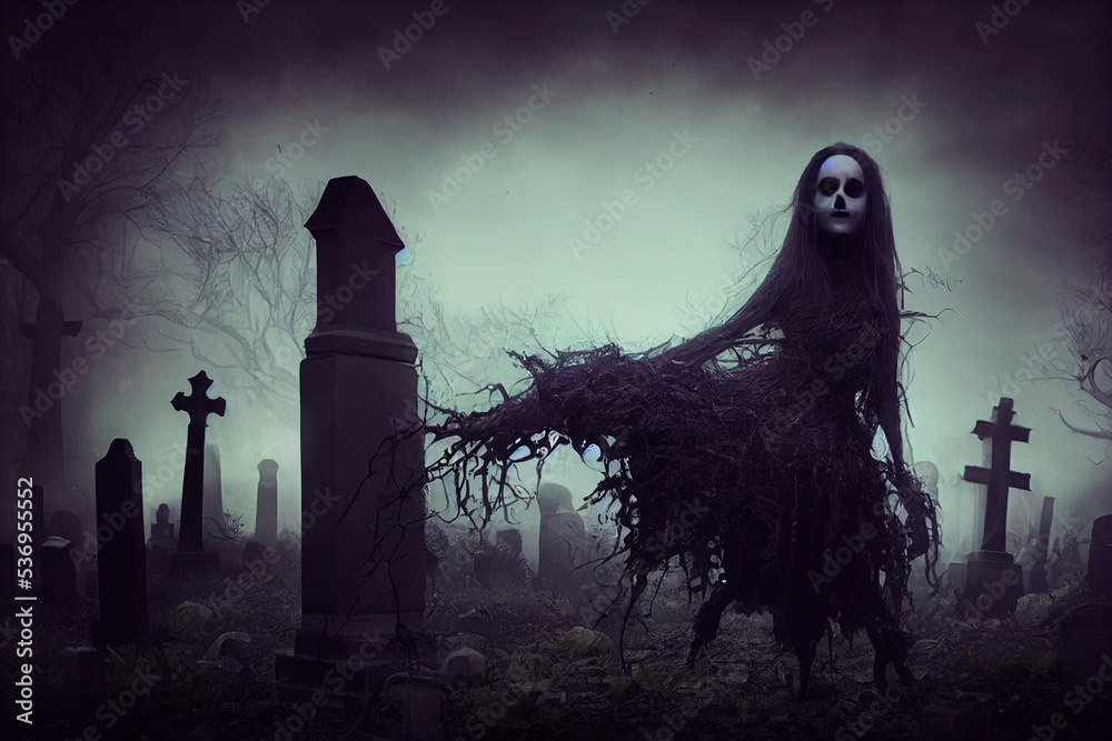 goth woman in black in cemetery at night Halloween, obrazy, fototapety ... goth woman in black in cemetery at night Halloween, obrazy, fototapety ...