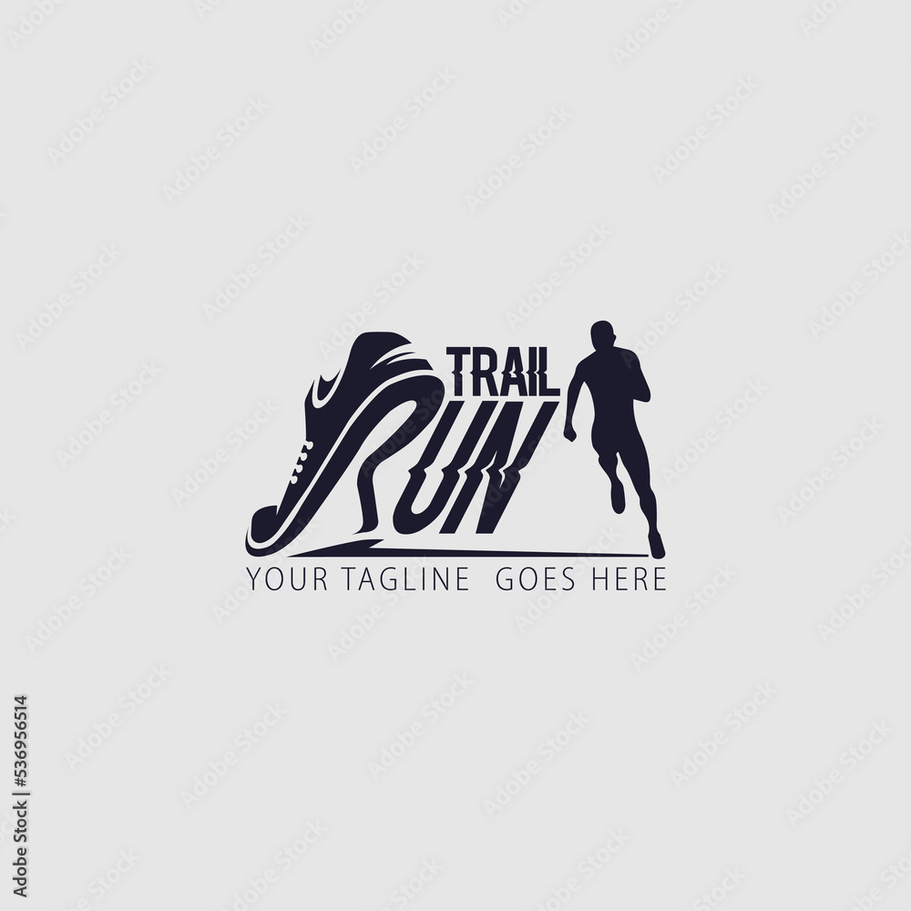 Ultra Trail running logo vector illustration on white background Stock ...