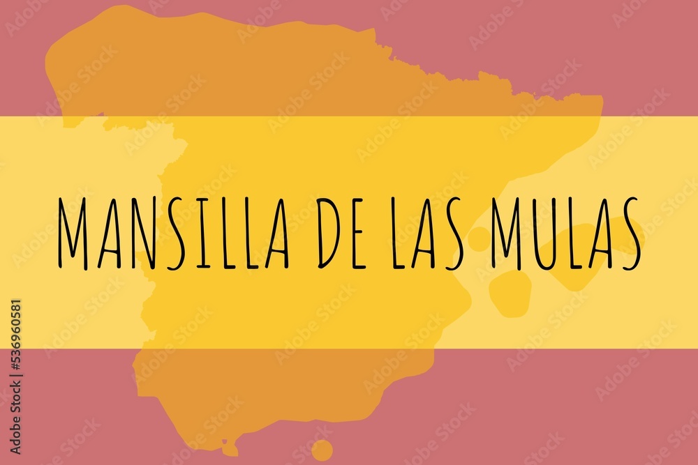 Mansilla de las Mulas: Illustration mit dem Namen der spanischen Stadt ...