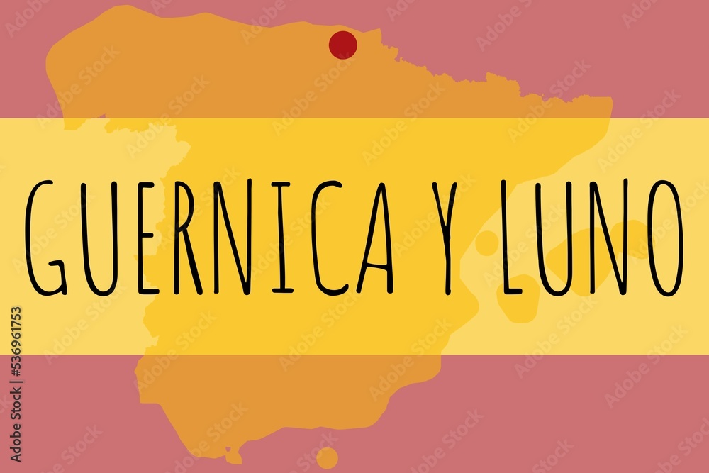 Poster Guernica y Luno: Illustration mit dem Namen der spanischen Stadt ...