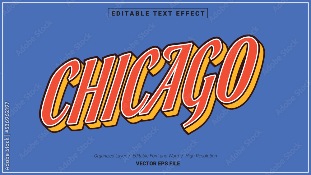 Vetor de Editable Chicago Font Design. Alphabet Typography Template ...