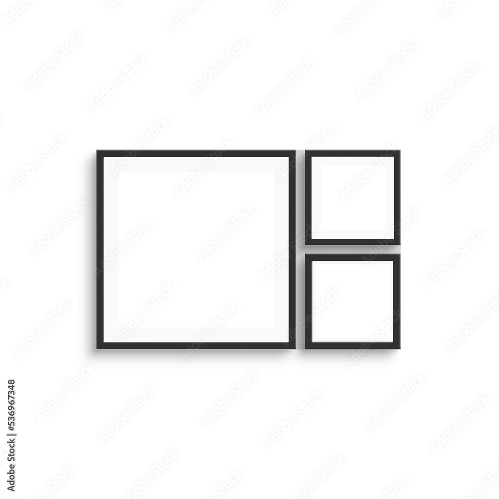 Three square format frame mock up isolated on transparent background ...