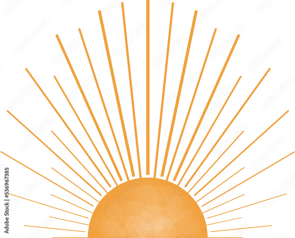 Boho Orange Sun Burst Illustration Print, Boho Minimalist Printable ...