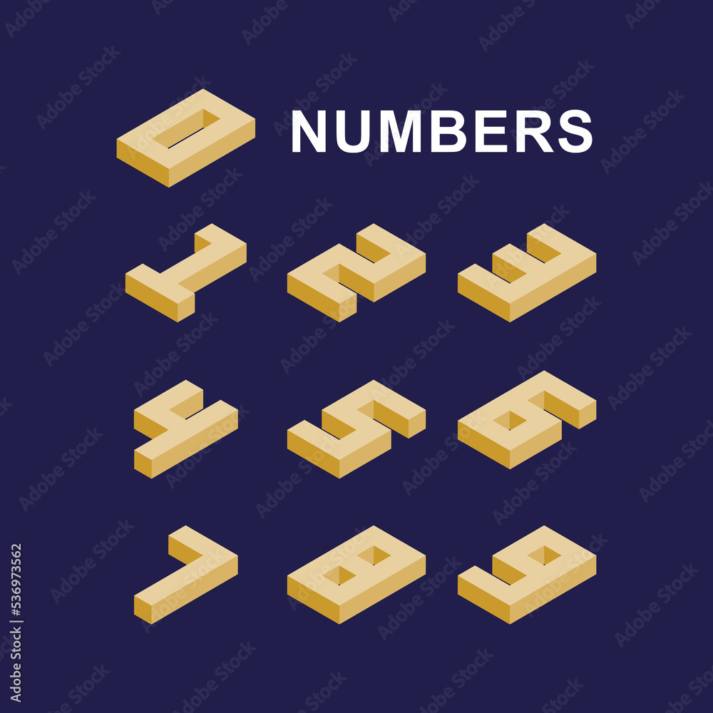 Number set. geometric ABC. trendy type. mathematics symbols. isometric ...