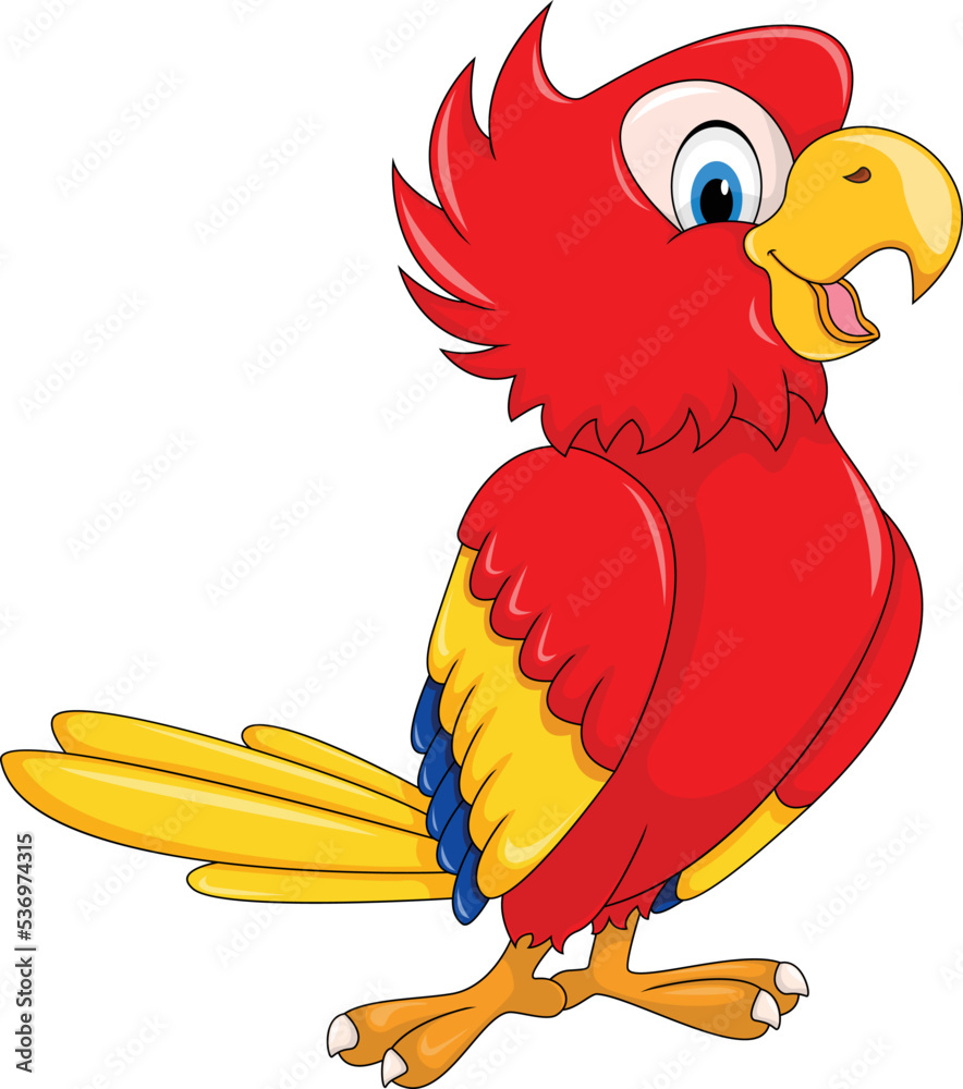 cute red parrot smiling friendly cartoon vector illustration Stock ...