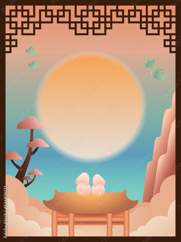 China chic illustration of Mid-Autumn Festival, Qixi Festival and year ...